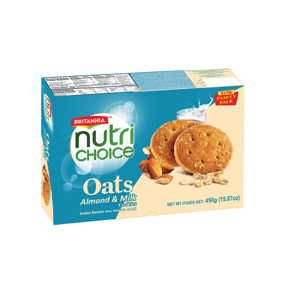 BRITANNIA NUTRI CHOICE OATS ALMOND MILK COOKIES 450GM – Desi Mart